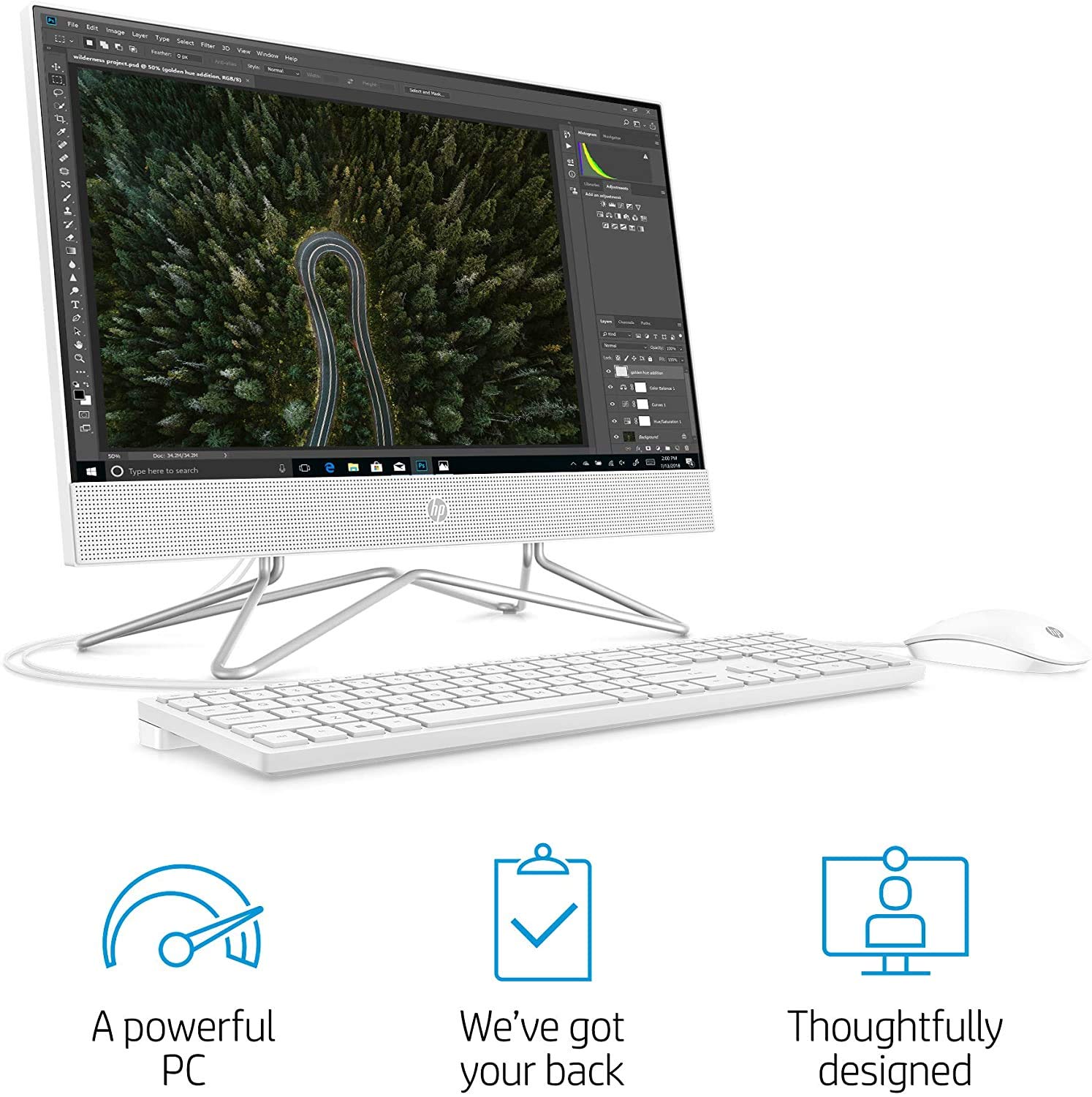 HP 2022 22-inch FHD All-in-One Desktop Computer - Quad-Core Intel Pentium J5040-16GB DDR4 RAM-512GB SSD - WiFi Bluetooth RJ45 LAN - Windows 10 Pro - Snow White w/RATZK 32GB USB