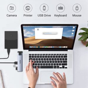 USB C Adapter for MacBook Pro, 6 in 2 USB C Hub 4K HDMI Adapter, MacBook Pro USB Adapter for MacBook Pro/Air 2020-2018 with Thunderbolt 3 Multi-Function Port, HDMI, Gigabit Ethernet, 3*USB 3.0