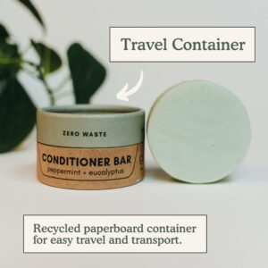 Zero Waste MVMT Conditioner Bar | Peppermint + Eucalyptus | Eco-friendly Conditioner with Travel Container | Natural Salon Quality Conditioner, Zero Waste & Plastic Free