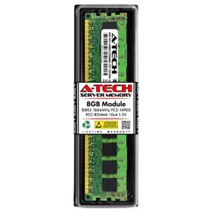 a-tech 8gb replacement for dell a7187317 - ddr3 1866mhz pc3-14900r ecc registered rdimm 240-pin 1rx4 1.5v - single server memory ram stick (a7187317-atc)