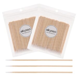 ekysso 600 counts 4 inch microblading cotton swabs, microblading supplies, cotton tipped applicators with wooden stick, pointed cotton swabs, pointy cotton buds, precision cotton sticks for makeup