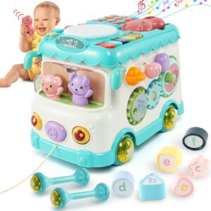 school bus toy with music and light, intellectual baby girl toys, musical toys for toddlers 1-3, learning toys for infant 18 month, 2 3 year old boys girls