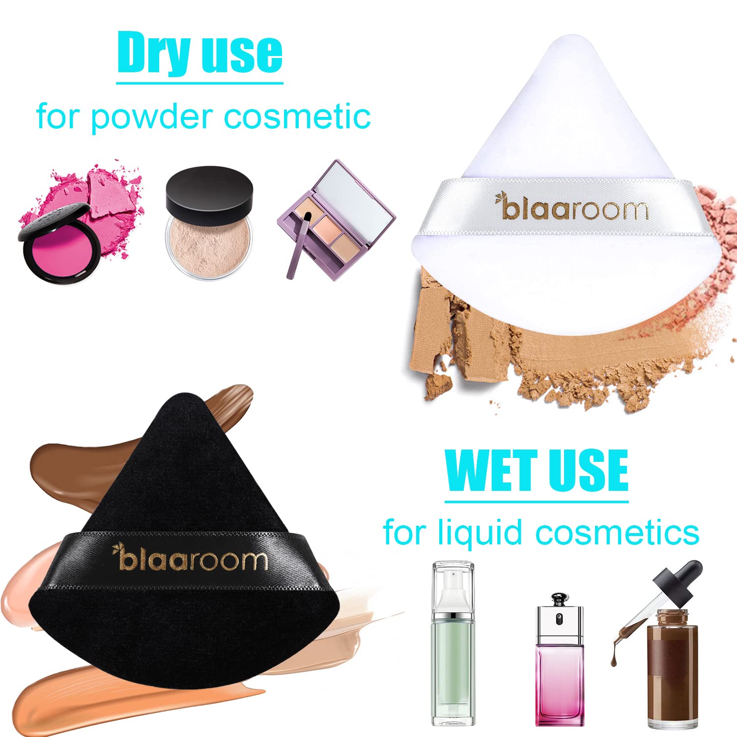 8 Pieces Powder Puff for Face Soft Triangle Makeup Puffs Velour Powder Puff for Contouring Eyes and Corners,Wet Dry Beauty Cosmetic Makeup Tools