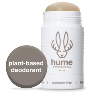 hume supernatural aluminum free deodorant for women & men - safe for sensitive skin - probiotic, and plant-based - long-lasting moisture absorbing - clean and effective, fragrance free - 1-pack