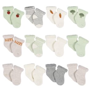 gerber unisex baby 12-pair sock bundle happy veggies 0-3 months