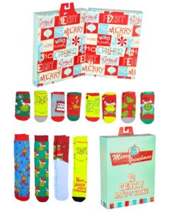 bioworld the grinch merry grinchmas 12 grinchy days of socks mix and match gift box set