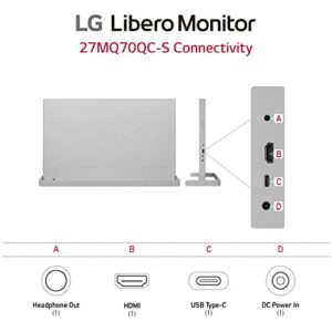 LG 27MQ70QC-S.AUS 27" QHD IPS HDR 10 Libero Monitor with Detachable Full HD Webcam