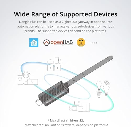 SONOFF Zigbee 3.0 USB Dongle Plus-E Gateway, Universal Zigbee USB Gateway with Antenna for Home Assistant, Open HAB, Zigbee2MQTT etc, Wireless Zigbee 3.0 USB Adapter