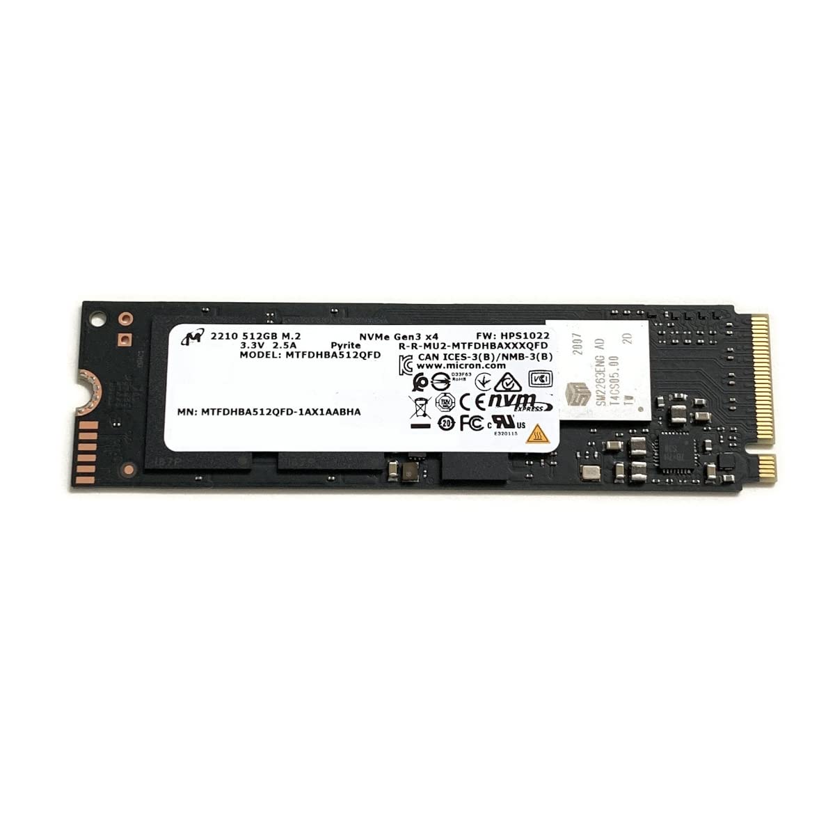 Micron SSD 512GB 2210 NVMe PCIe Gen3 x4 MTFDHBA512QFD M09630-001 Solid State Drive for HP Dell Lenovo Laptop Desktop Ultrabook