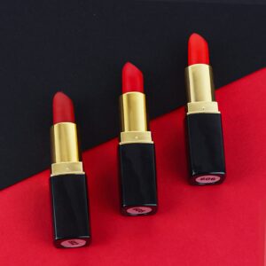 evpct 3Pcs Dark Light Bright Red Silky Velvet Matte Lipstick Pack Sets for Women,Ruby Red Long Lasting Smudge Proof Lip Stain Makeup Sets Kit 24 hours original