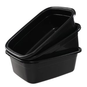 bblina 3-pack 18 quarts rectangular dish basin, plastic dish washing pan, black