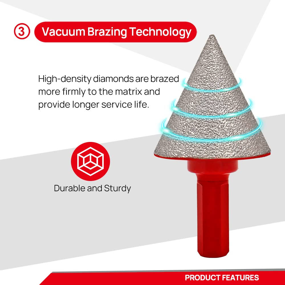 DT-DIATOOL Diamond Beveling Chamfer Bits - Diamond Countersink Drill Bit 1-3/8 Inch with Hex Shank for Enlarging Trimming Shaping Existing Holes of Granite Marble Porcelain Tiles,Size of 2mm to 35mm