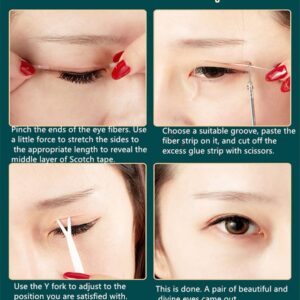 Double eyelid tape Eyelid Tape Invisible Eye Stickers Double Sided Tape Invisible Eyelid Lifter Strips for Hooded, Droopy, Uneven, Mono-eyelids (with Fork rods, Scissors）