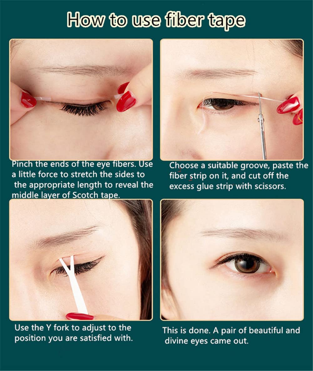 Double eyelid tape Eyelid Tape Invisible Eye Stickers Double Sided Tape Invisible Eyelid Lifter Strips for Hooded, Droopy, Uneven, Mono-eyelids (with Fork rods, Scissors）