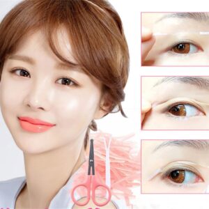 Double eyelid tape Eyelid Tape Invisible Eye Stickers Double Sided Tape Invisible Eyelid Lifter Strips for Hooded, Droopy, Uneven, Mono-eyelids (with Fork rods, Scissors）