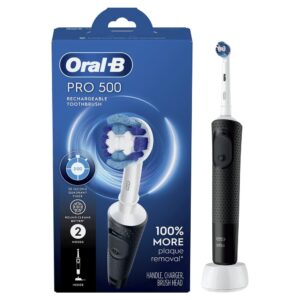 oral-b pro 500 electric toothbrush with (1) brush head, rechargeable, black