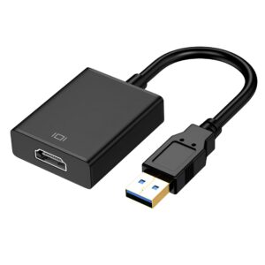 kupoishe usb to hdmi adapter for monitor windows 11/10 / 8, hdmi usb converter for laptop mac macbook pro, usb 3.0 usb 2.0 hdmi cable multiple monitors for desktop pc tv, black