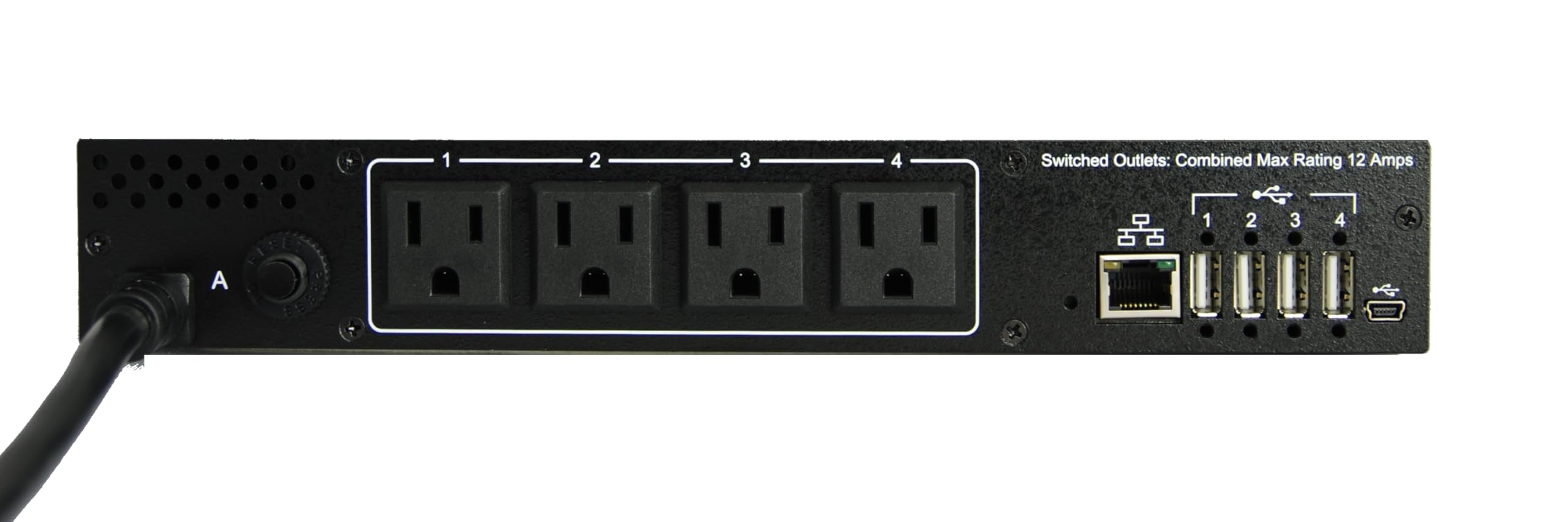 Dataprobe iBoot-PDU4A-N15, 115VAC/15A, 4 Outlets (NEMA 5-15R), 1U Rack Mount Power Strip, 7' Power Cord, Switched & Managed PDU with Cloud, Server Rack PDU, Smart Power Strip