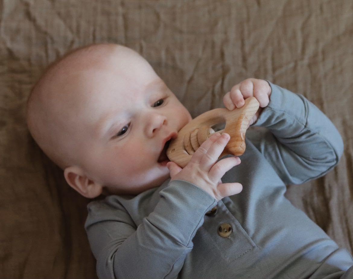 Adventure Awaits! - 2 Pack - Wooden Fish Rattle for Toddlers & Babies, Montessori Baby Rattles Teething Toys