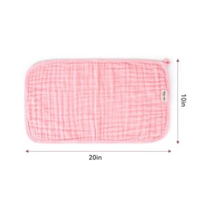 Maliton Muslin Burp Cloths for Baby Girl 6 Pack Large 20''x10'' 100% Cotton Burp Rags Absorbent and Soft 6 Layers Baby Burp Cloths Newborn Girl Essentials(Pink, Pack of 6)