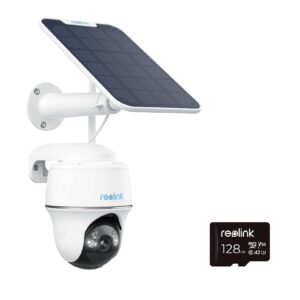 reolink 5mp wireless security camera outdoor with person/vehicle detection, 360° pan-tilt view solar/battery operated cctv camera, 128gb storage, time lapse, 2-way audio, smart detection, argus pt-5mp