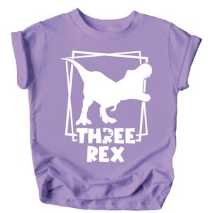 three rex square t-rex dinosaur 3rd birthday shirts for baby toddler & youth boys & girls purple shirt 5-6