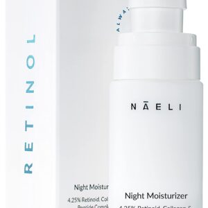 Retinoid Cream - 4.25% Retinol Night Moisturizer for Face & Neck with Collagen, Peptides & Hyaluronic Acid - Anti Aging Wrinkle Cream, Improves Skin Tone & Texture, 1.4 oz