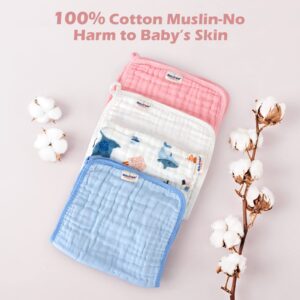 Maliton Muslin Burp Cloths for Baby Girl 6 Pack Large 20''x10'' 100% Cotton Burp Rags Absorbent and Soft 6 Layers Baby Burp Cloths Newborn Girl Essentials(Pink, Pack of 6)