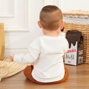 Toddler Baby Boy Fall Winter Outfits Letter Crewneck Sweatshirt Casual Pants 2Pcs Clothes Set White-Brown 6-12 Months