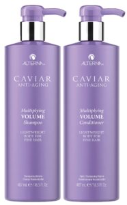 alterna caviar anti-aging multiplying volume shampoo & conditioner set, for fine, thin hair, create instant volume and thickness, sulfate free