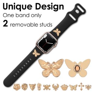 Aopigavi Designer Silicone Watch Bands with Studs Compatible with Apple Watch Band 38mm 44mm 40mm 45mm 41mm 42mm 46mm 49mm, Sport Straps Decorative Charms Nails for iwatch Ultra SE Series 10/9/8/7/6/5/4/3/2/1