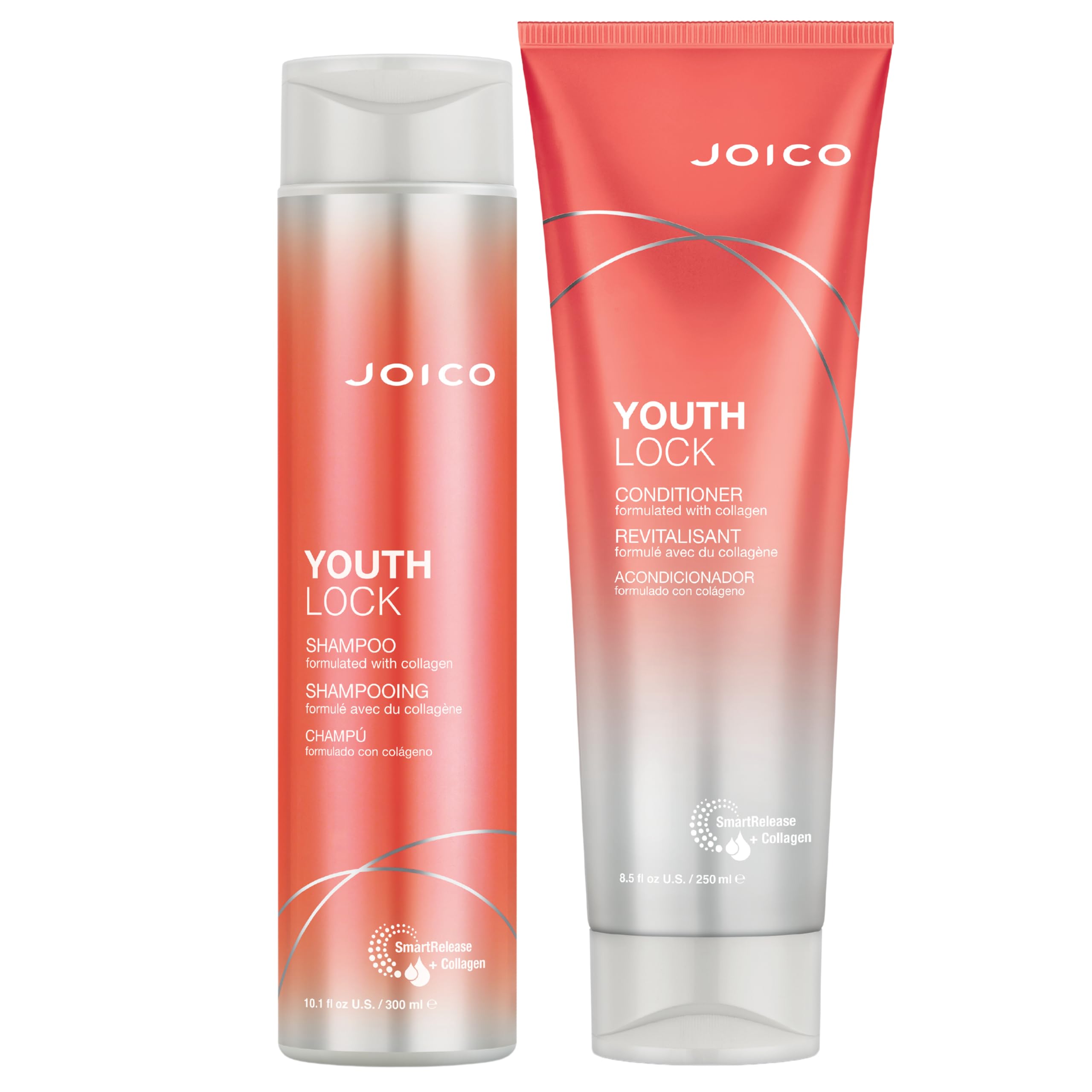 YouthLock Shampoo & Conditioner Set Formulated with Collagen | Youthful Body & Bounce | Reduce Breakage & Frizz | Free of SLS/SLES Sulfates