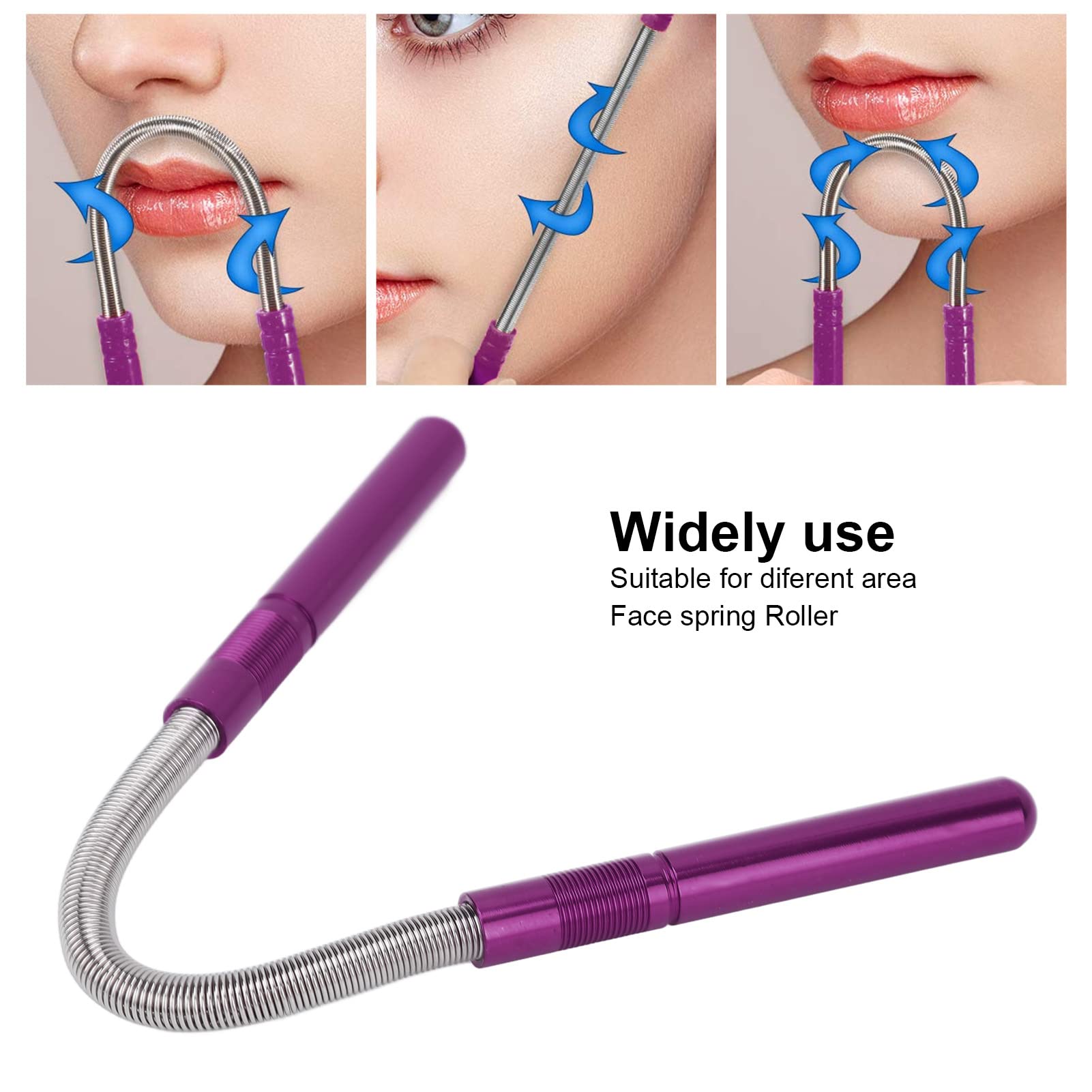 Stainless Steel Facial Hair Remover, 3 Colors, Facial Hair Makeup Beauty Spring Threading Tool for Face Upper Lip Chin Cheeks()