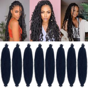 springy afro twist hair 24 inch 8 packs 1b marley hair pre-fluffed spring twist hair twisted up kinky cuban twist crochet pre-separated braiding for black women (24inch,1b, 8packs)