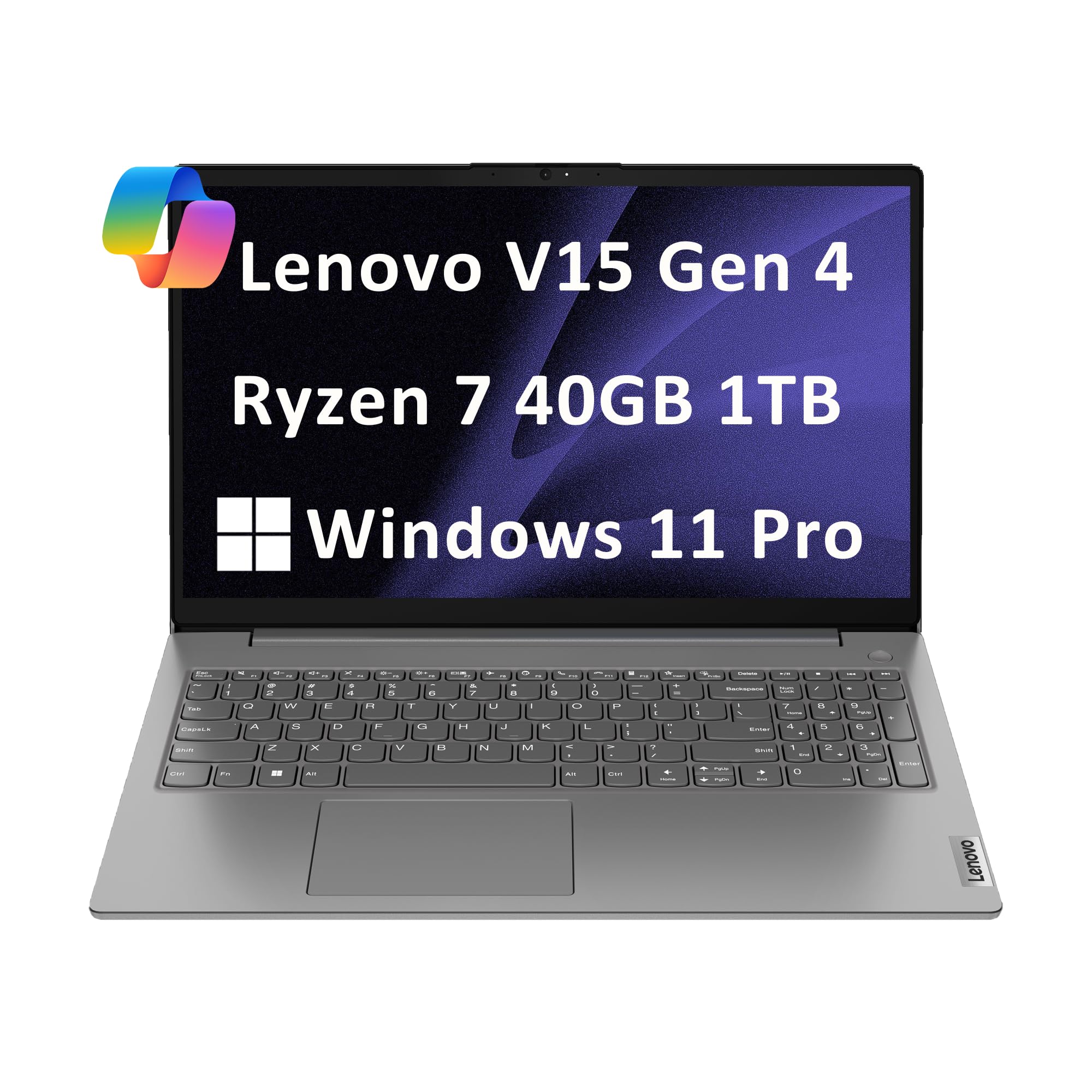 Lenovo 15.6" Laptop for Business, Home, Student (FHD Display, AMD Ryzen 7 7730U (> Intel i7-1355U), 40GB RAM, 1TB SSD), Numeric Keypad, Webcam w/Shutter, RJ-45, Win 11 Pro w/AI Copilot, 2024, Grey