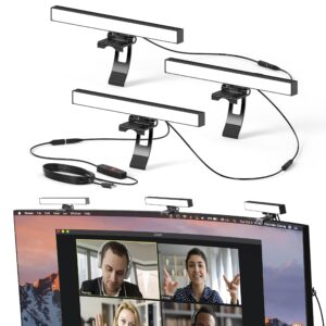 humancentric video conference lighting - webcam light for streaming, led monitor and laptop light for video conferencing, zoom lighting for computer, replaces ring light for zoom meetings, triple kit