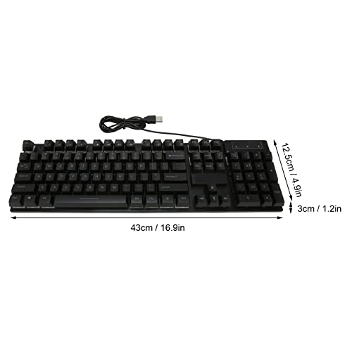 USB Gaming Keyboard, RGB Lighting Effect Thickened Low Base One Piece Design High and Low Key Design Gaming Keyboard for Gaming for Home for Office(H600 Black Characters-Single Keyboard)