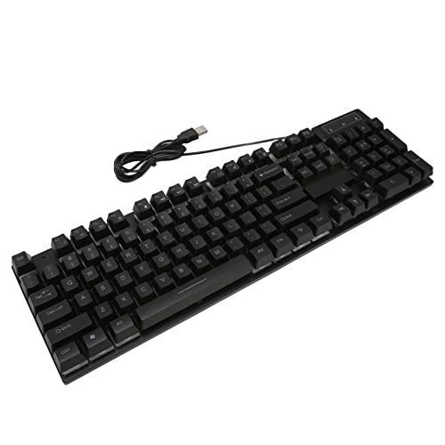 USB Gaming Keyboard, RGB Lighting Effect Thickened Low Base One Piece Design High and Low Key Design Gaming Keyboard for Gaming for Home for Office(H600 Black Characters-Single Keyboard)