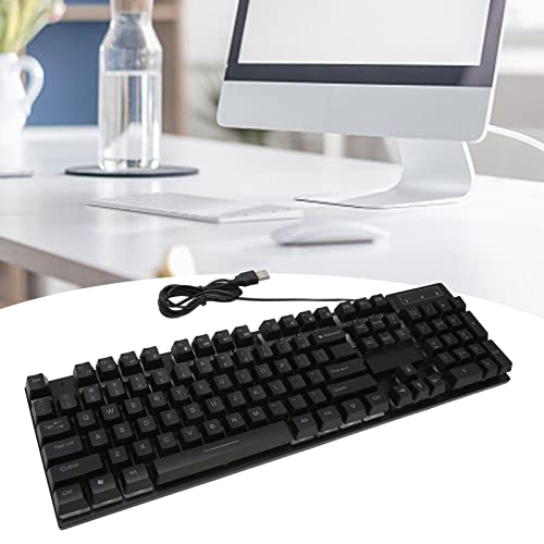 USB Gaming Keyboard, RGB Lighting Effect Thickened Low Base One Piece Design High and Low Key Design Gaming Keyboard for Gaming for Home for Office(H600 Black Characters-Single Keyboard)