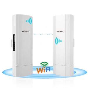 wdinly 2 pack 5km long range wireless bridge point to point outdoor, 5.8g wifi bridge kit cpe with 14dbi high gain antenna poe powered,extend wifi network/video surveillance, ideal for barn garage