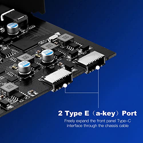 6 Ports USB PCIE Card (2X Type-E Adapter,2X USB 3.0-C, 2X USB A) PCI Express USB Cards PC Front Panel Header for Windows 7/8/10 Linux and MacPro 4.1/5.1