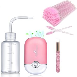 aremod eyelash extension supplies with usb air conditioning blower lash fan 50 lash shampoo brush 1 nose blackhead facial cleaning brush 1 plastic wash bottle(pink)