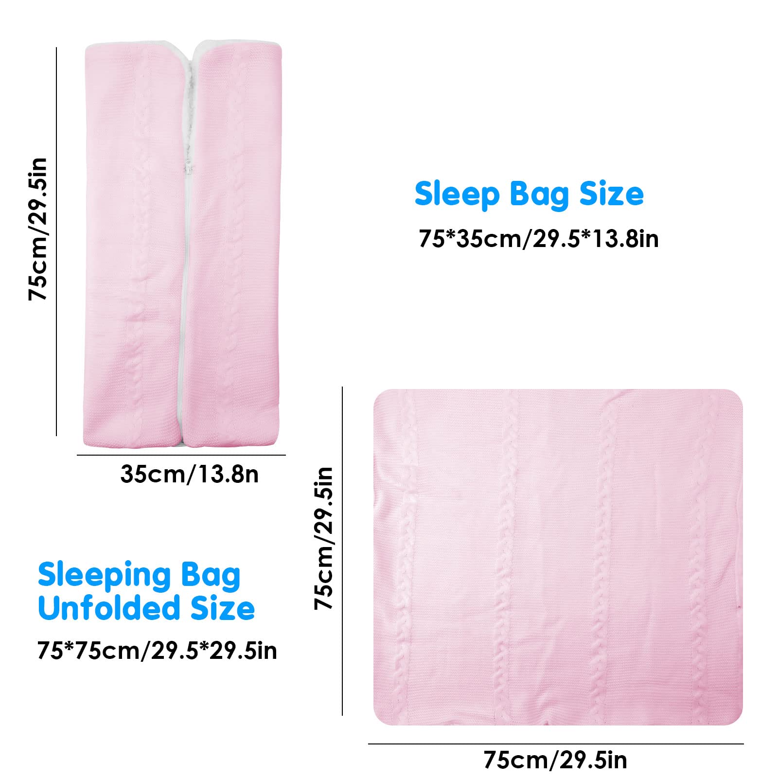 Baby Swaddle Blanket Stroller Wrap Fleece Knit Sleeping Bag Soft Warm Nap Blanket Plus Velvet for 0-12 Month Baby Boys Girls (Pink)