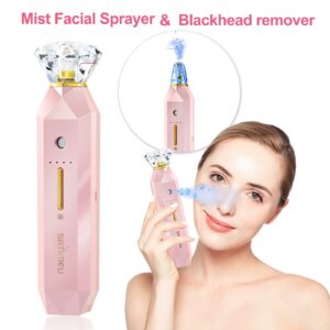 Blackhead Remover Pore Vacuum,Facial Sprayer Oxygen Hydrating,2 in 1 Multifunction Derma Blemish Removal Cleanser, Face Steamer Whitehead Acne Remover, Deeply Spots Cleaner Suction (Pink)