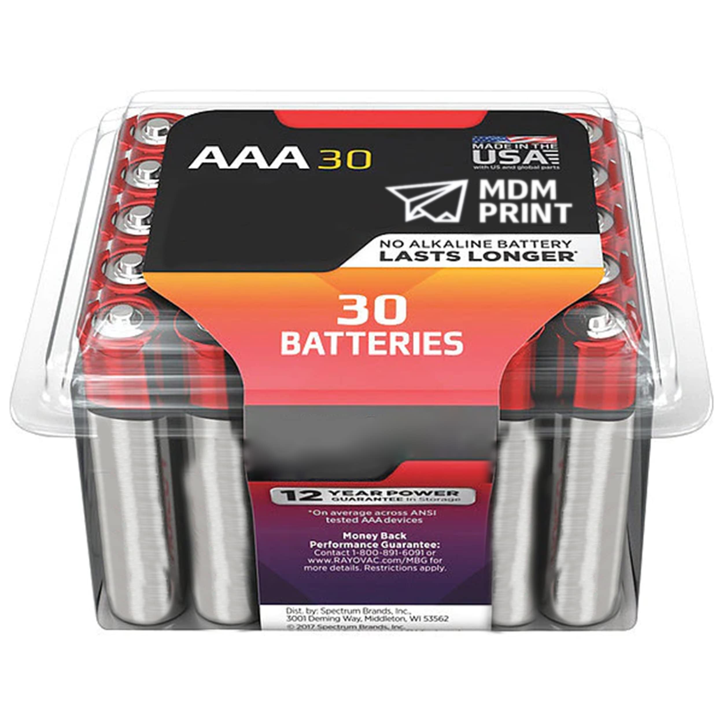 MDMprint Fusion AAA Alkaline Battery, 30 PK, 1.5V DC