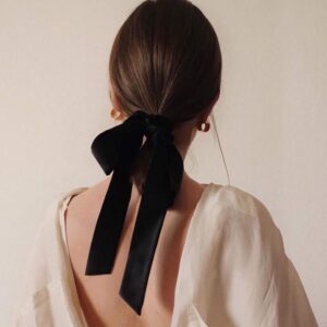 black velvet long tail hair accessories, classy bow hair ties and ponytail holders for women, teen girls, toddlers - hair styling gift, headdress decor, back to school outfits