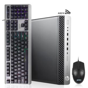 hp i5 elitedesk 800 g3 mini 16gb ddr4 1tb ssd m.2 + 1tb hdd built in wifi 6e ax210 business desktop pc bt hdmi win10 pro dual monitor supported new tjj wired keyboard mouse + tjj mouse pad(renewed)