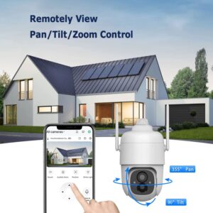 HOSAFE.COM 2K Solar Security Cameras Wireless Outdoor Battery Powered, Pan Tilt WiFi Security Cameras for Home Security, Color Night Vision, 2 Way Talk, PIR Human AI Motion Detection & Phone Alerts