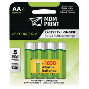 mdmprint precharged recharg. battery, aa, nimh, pk4