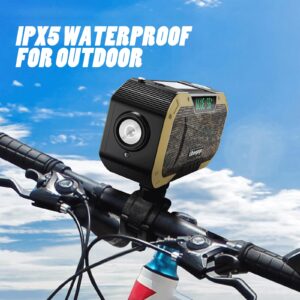 Emergency Radio Waterproof Bluetooth Speaker,Portable Digital AM FM Radio with Flashlight,Reading Lamp,Hand Crank NOAA Weather Radio with Solar Panel,5000mAH Cell Phone Charger,Bicycle Mount